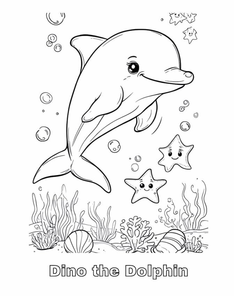 Ocean Coloring Book Kids Sea Animals Storybook Printable Ocean Animals ...