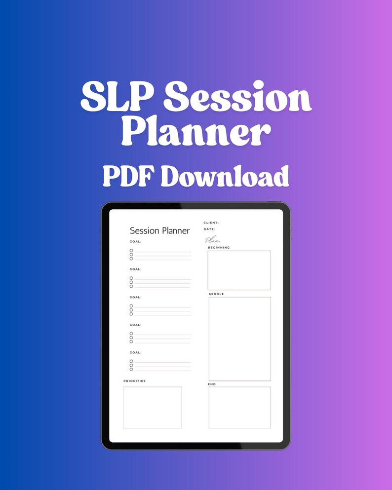 SLP Session Planning Template | Printable & Digital PDF for Therapists ...