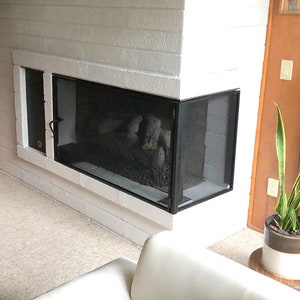 Firescreen Corner Hand Forged Iron Corner Mounted and Hinged Simple ...