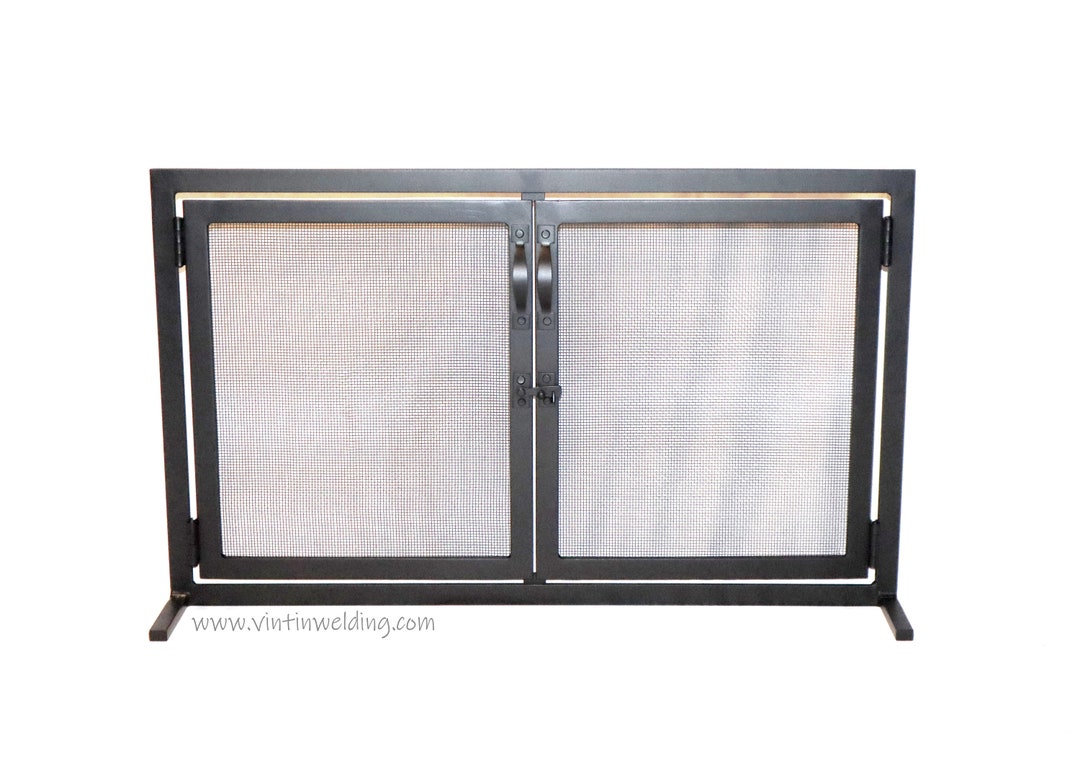 Firescreen With Fixed Doors, Free Standing Fireplace Hand Forged ...