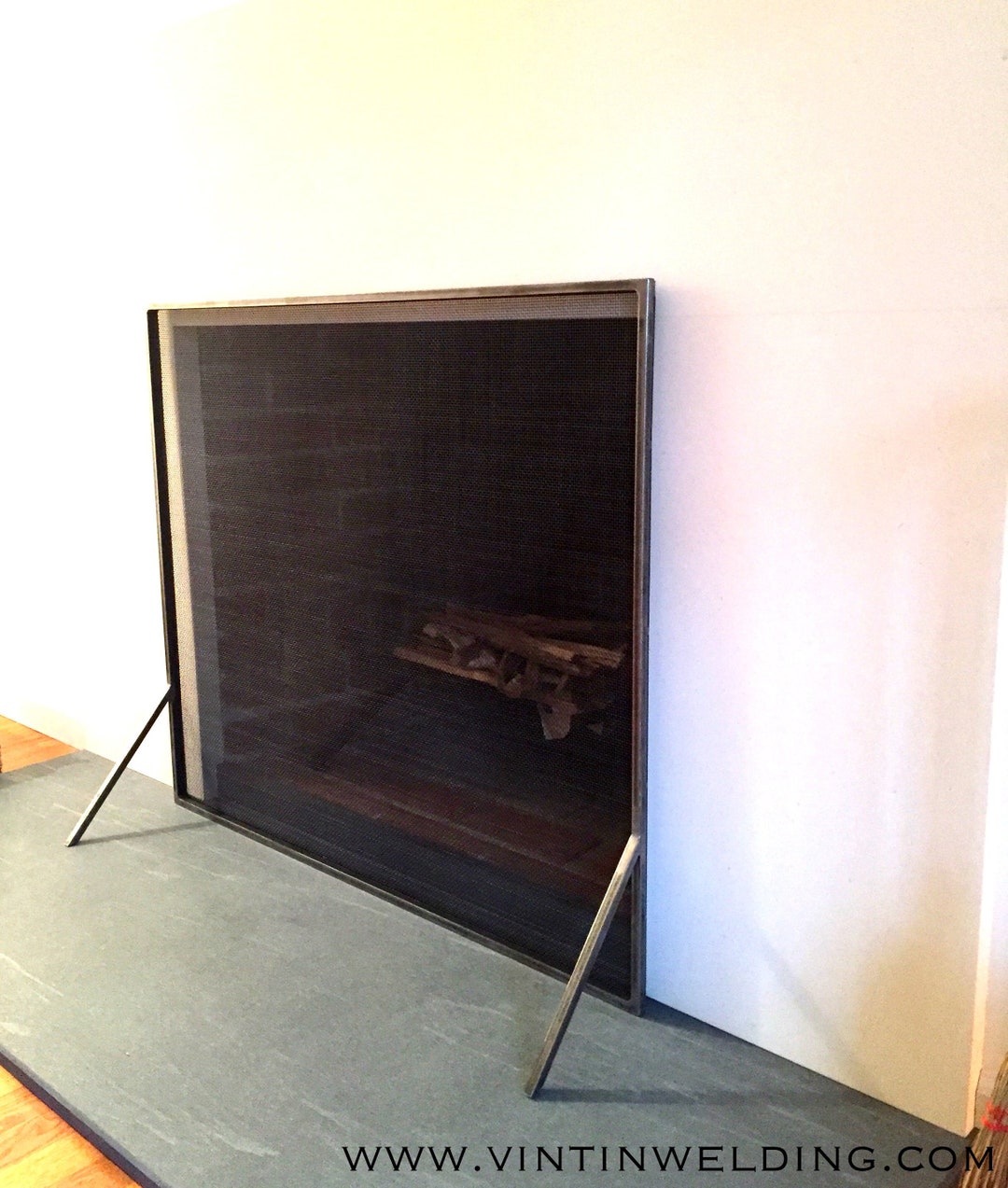 Simple Firescreen With Angled Legs Handmade to Fit Your Fireplace Hand ...