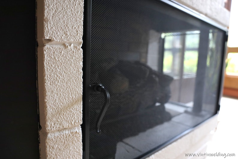 Firescreen Corner Hand Forged Iron Corner Mounted and Hinged - Etsy