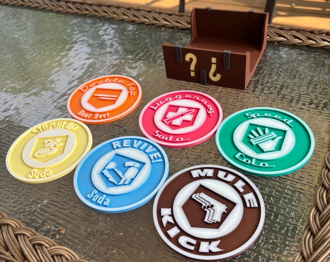 COD Zombies Perks Epoxy Resin Wood Coasters for Game Room, Mancave, and ...