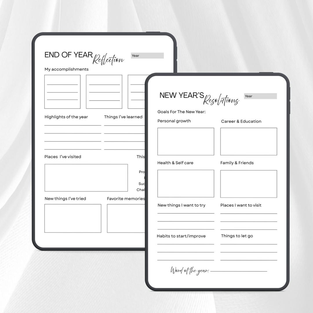 End of Year Reflection & New Year’s Resolutions Planner: Printable ...