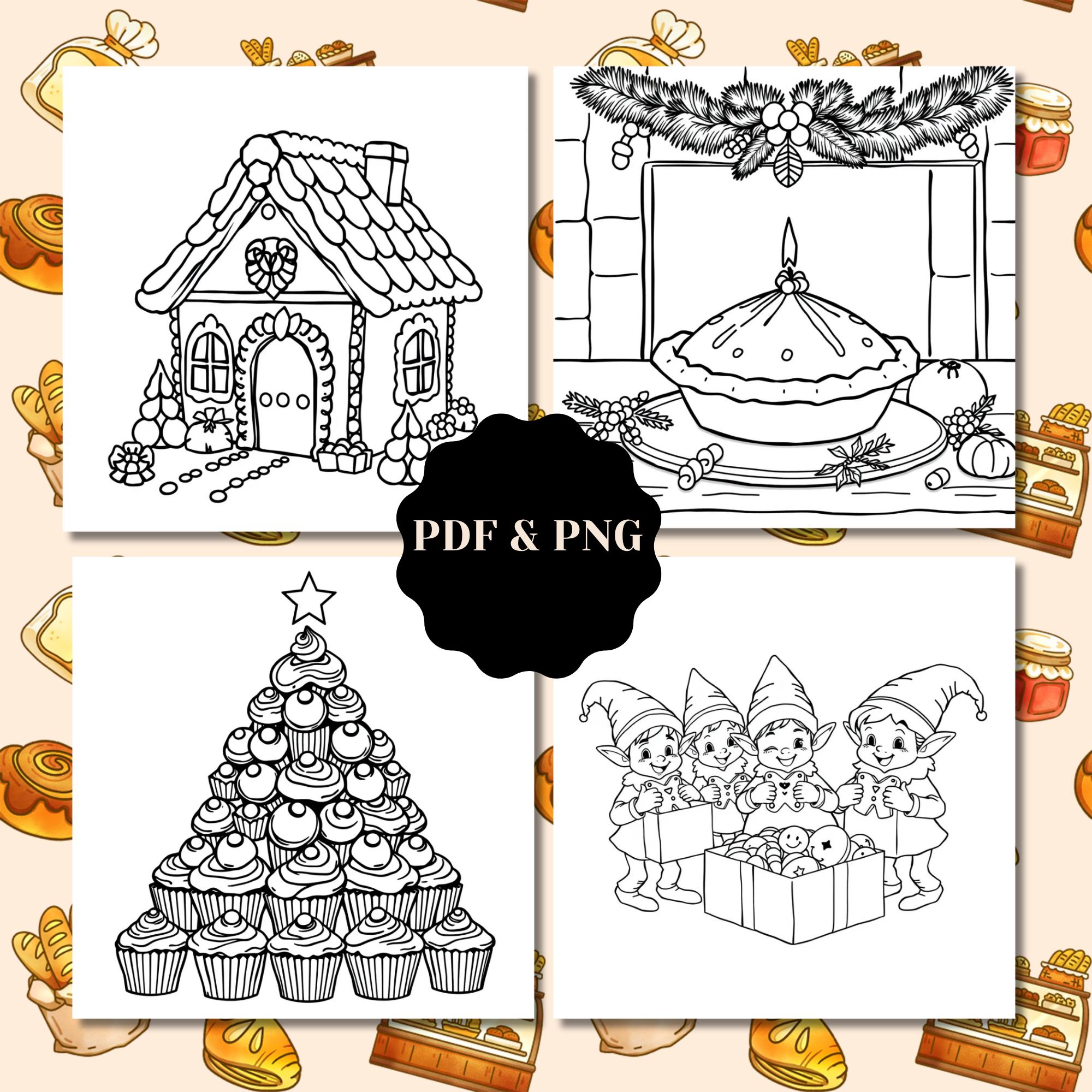 Christmas Bakery Coloring Book - 30 Cozy Winter Printable Coloring ...