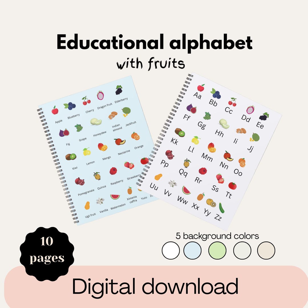 Fruit Alphabet Poster – Educational ABC Wall Art for Kids (digital ...