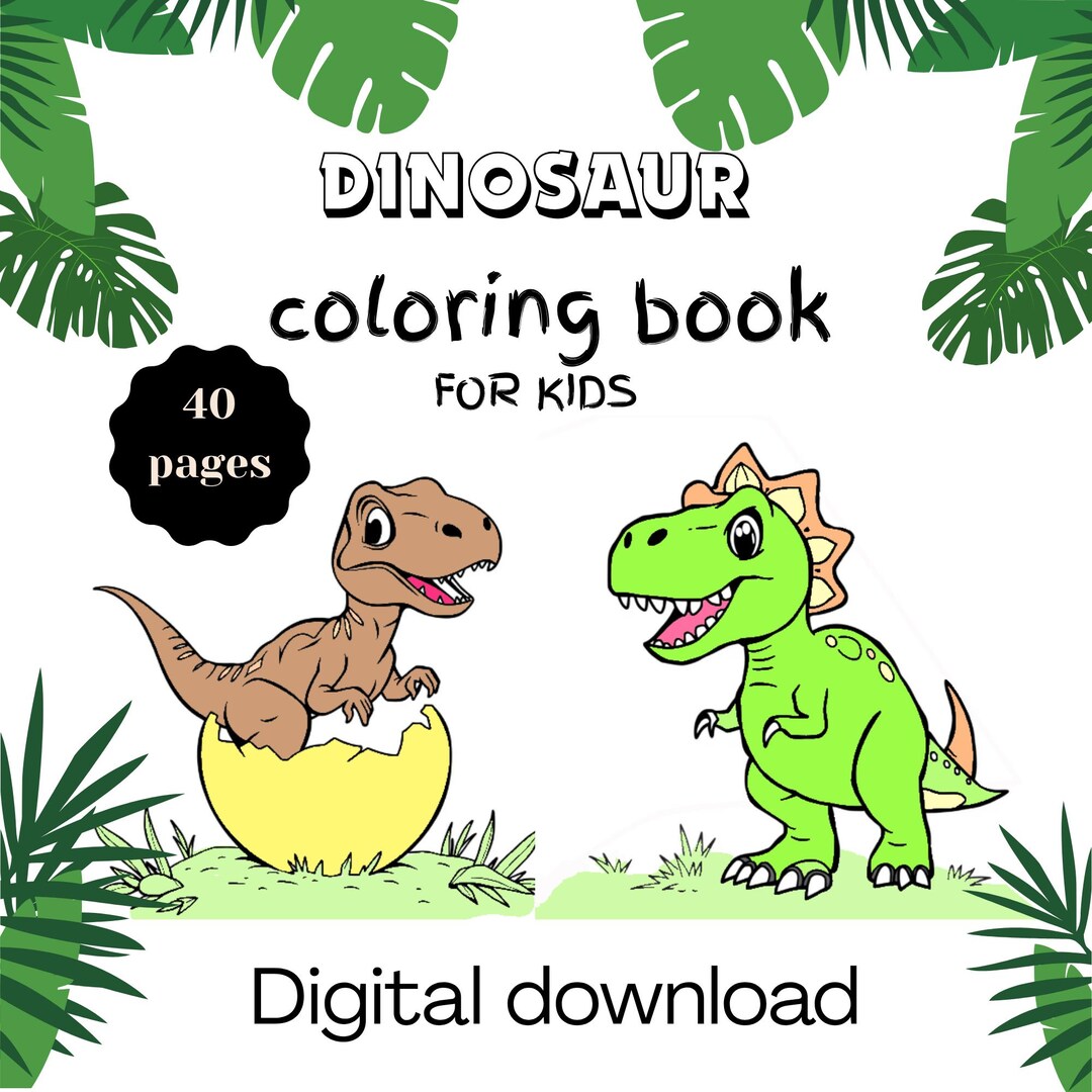 Dinosaur Coloring Book for Kids: 40 Printable Pages (digital Download ...