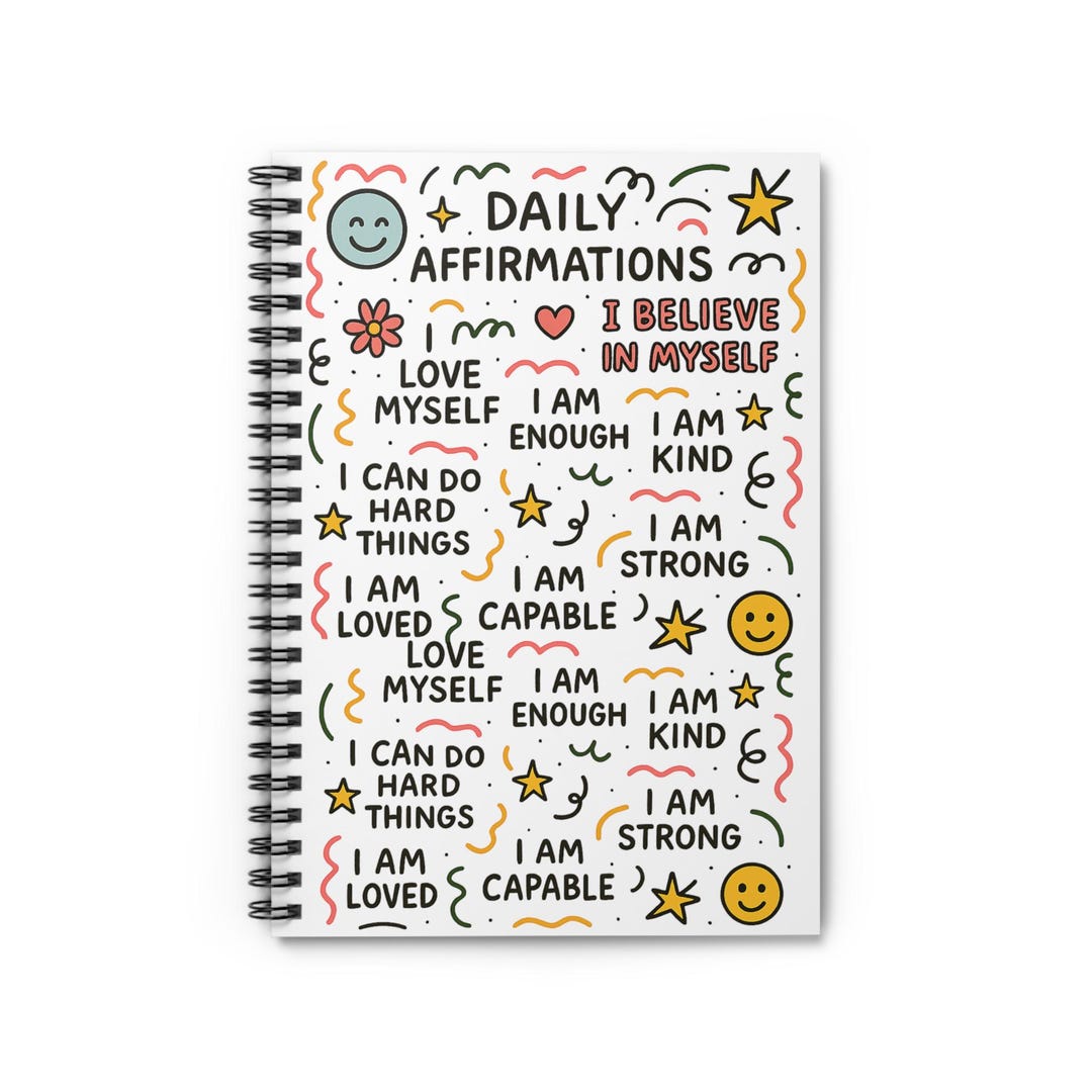 Daily Affirmations Spiral Notebook Planner, Positive Mindset ...