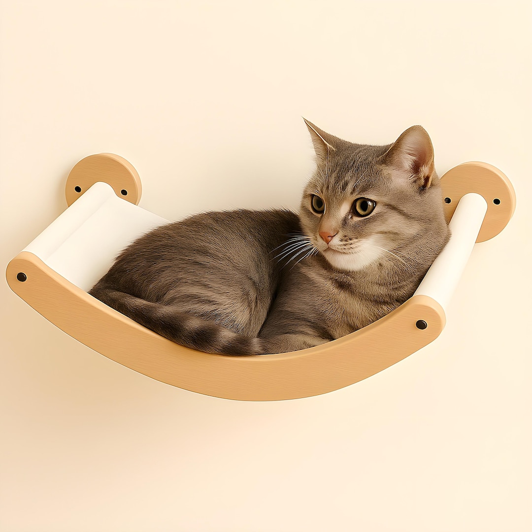 Wall-mounted Cat Hammock With Steps, Modern Cat Furniture, Cat Wall ...
