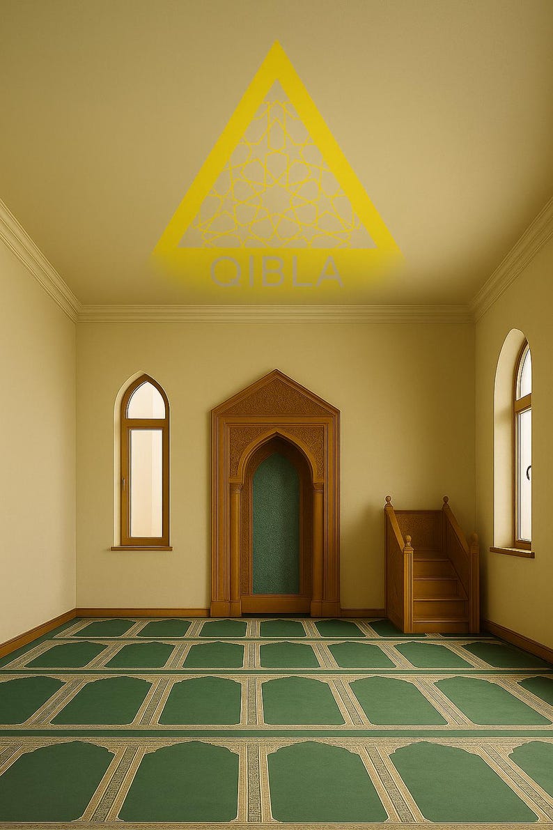 Qibla Direction Ceiling Stencil – Islamic Geometric Triangle Design ...