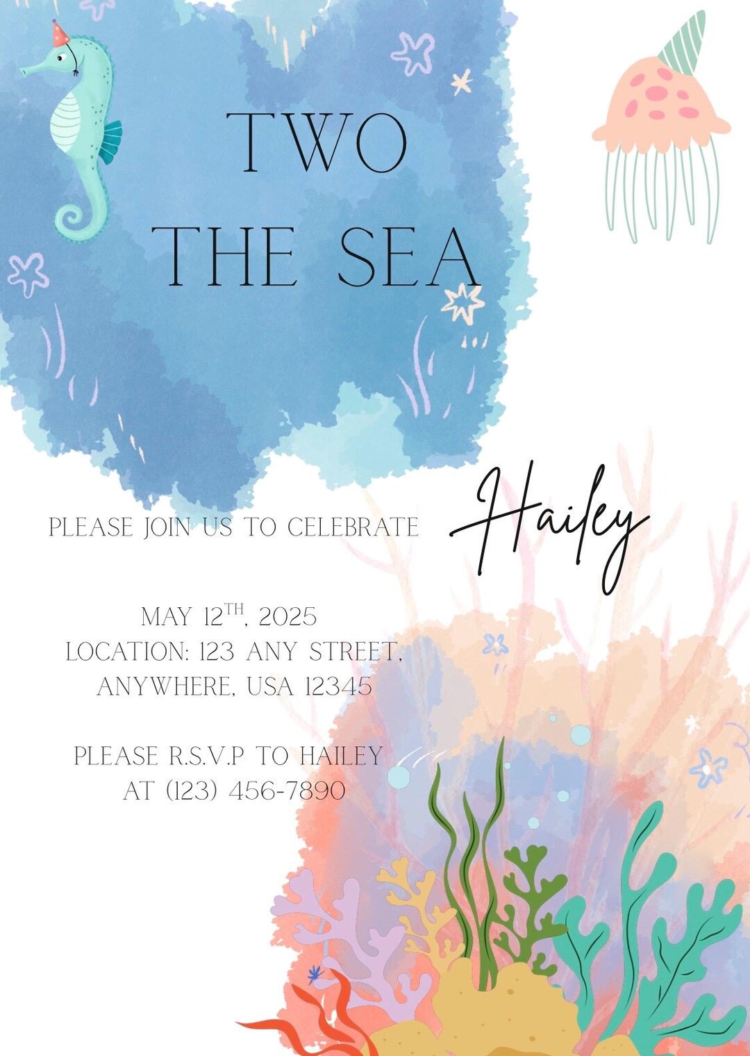 Ocean Themed Birthday Invitation - Etsy