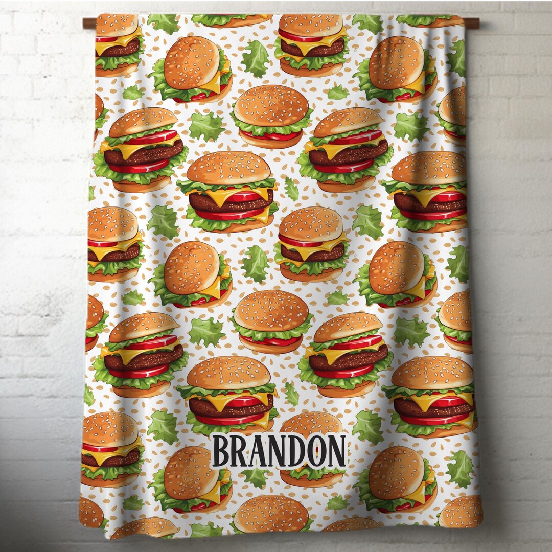 Personalized Cheeseburger Blanket: Funny Foodie Throw for Grill Masters ...