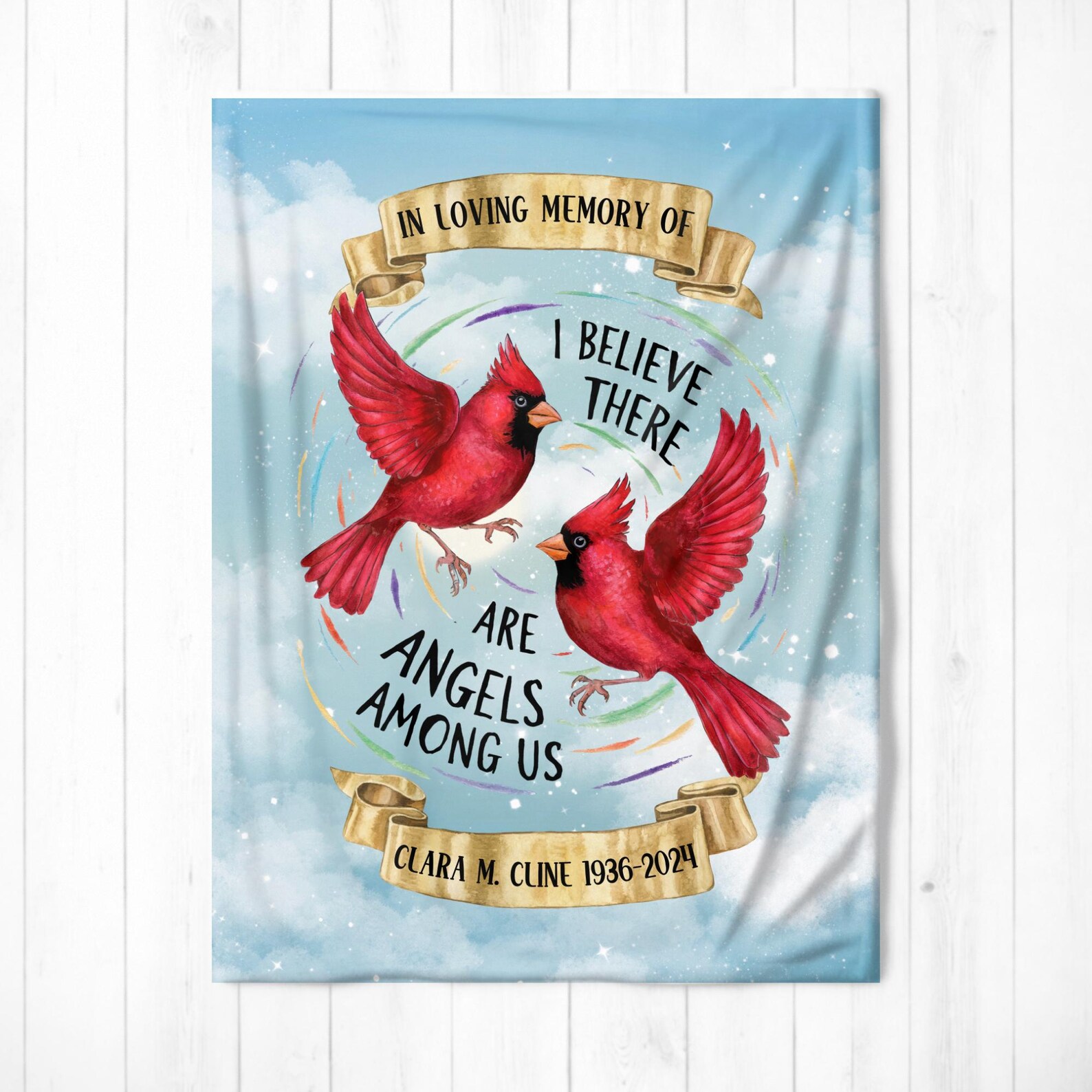 Personalized Memorial Cardinal Blanket With Custom Name, Angels Among ...