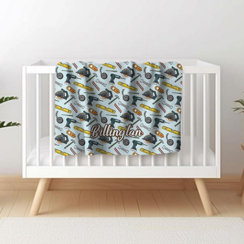 Personalized Construction Tools Blanket: Custom Name Carpenter Theme ...