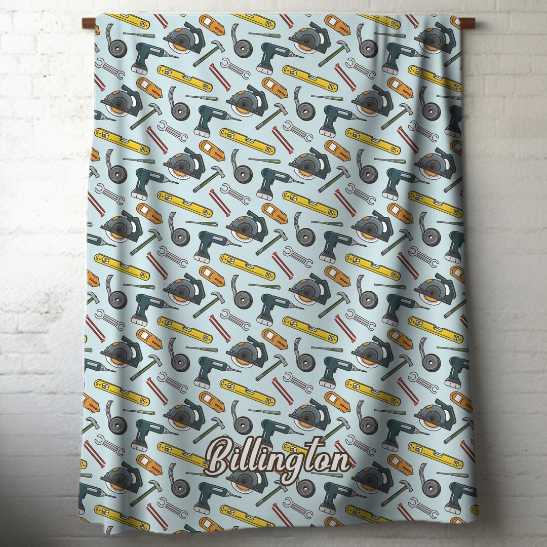 Personalized Construction Tools Blanket: Custom Name Carpenter Theme ...