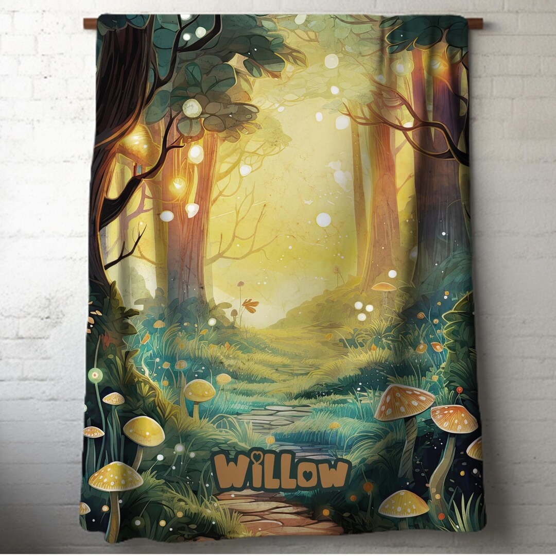 Enchanted Forest Personalized Blanket: Custom Name Woodland Magic Path ...