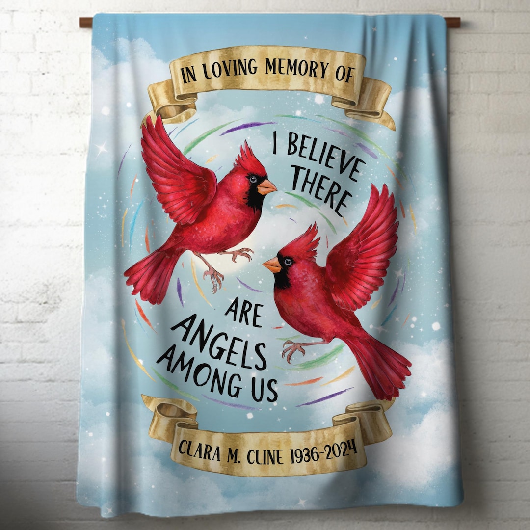 Personalized Memorial Cardinal Blanket With Custom Name, Angels Among ...
