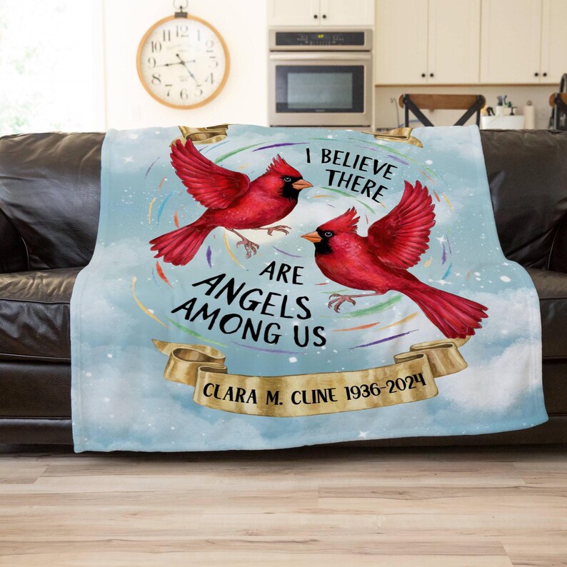 Personalized Memorial Cardinal Blanket With Custom Name, Angels Among ...