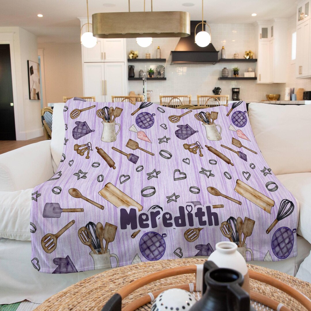 Personalized Purple Baking Blanket: Vintage Cookie Cutters Kitchen ...
