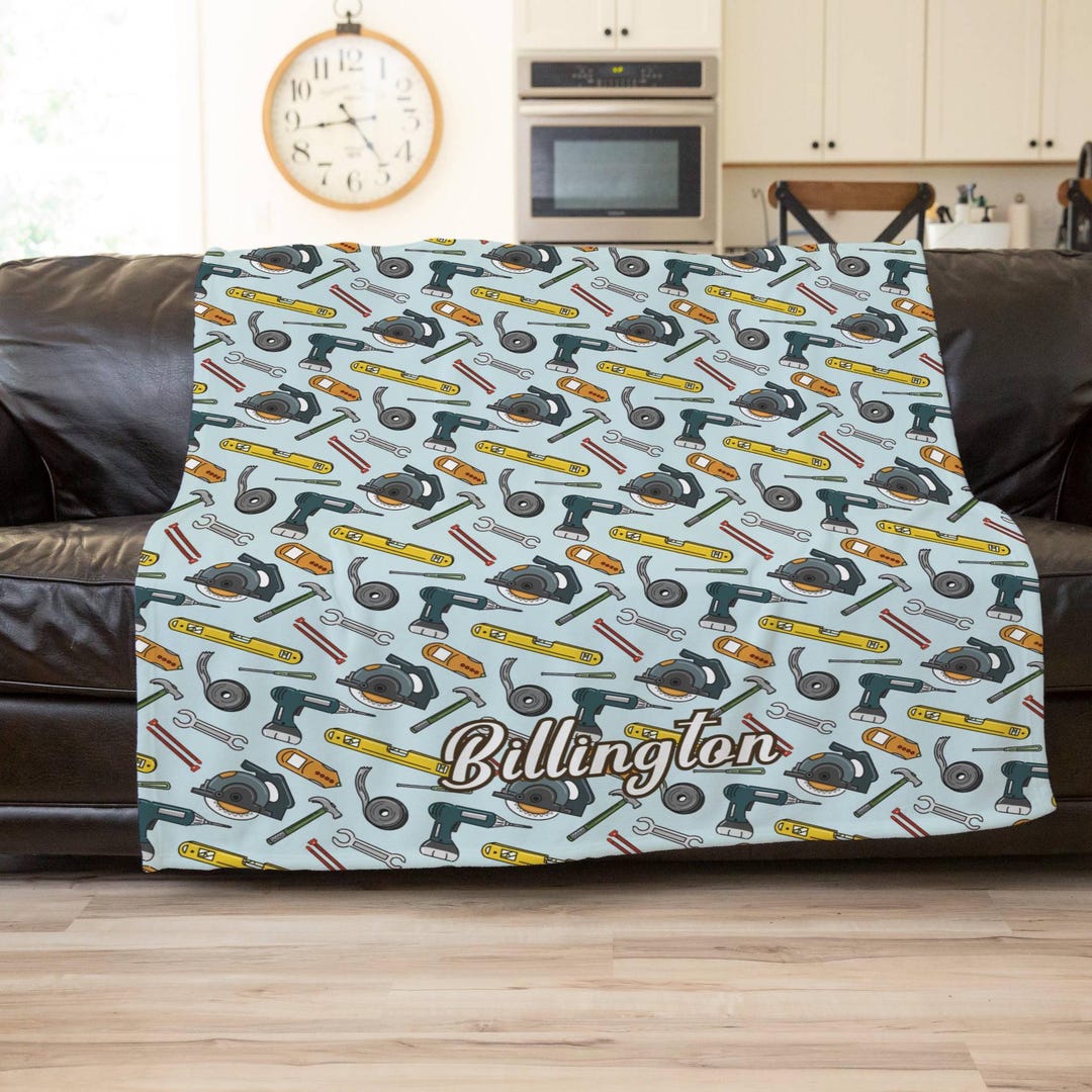 Personalized Tools Blanket: Custom Name Throw for Dad, Carpenter Gift ...