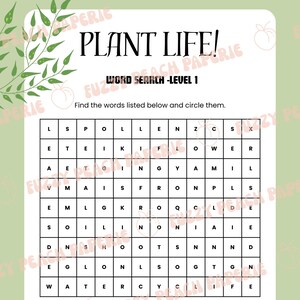 Plant Word Search (3 Levels) | Printable Nature Activity for Kids - Etsy