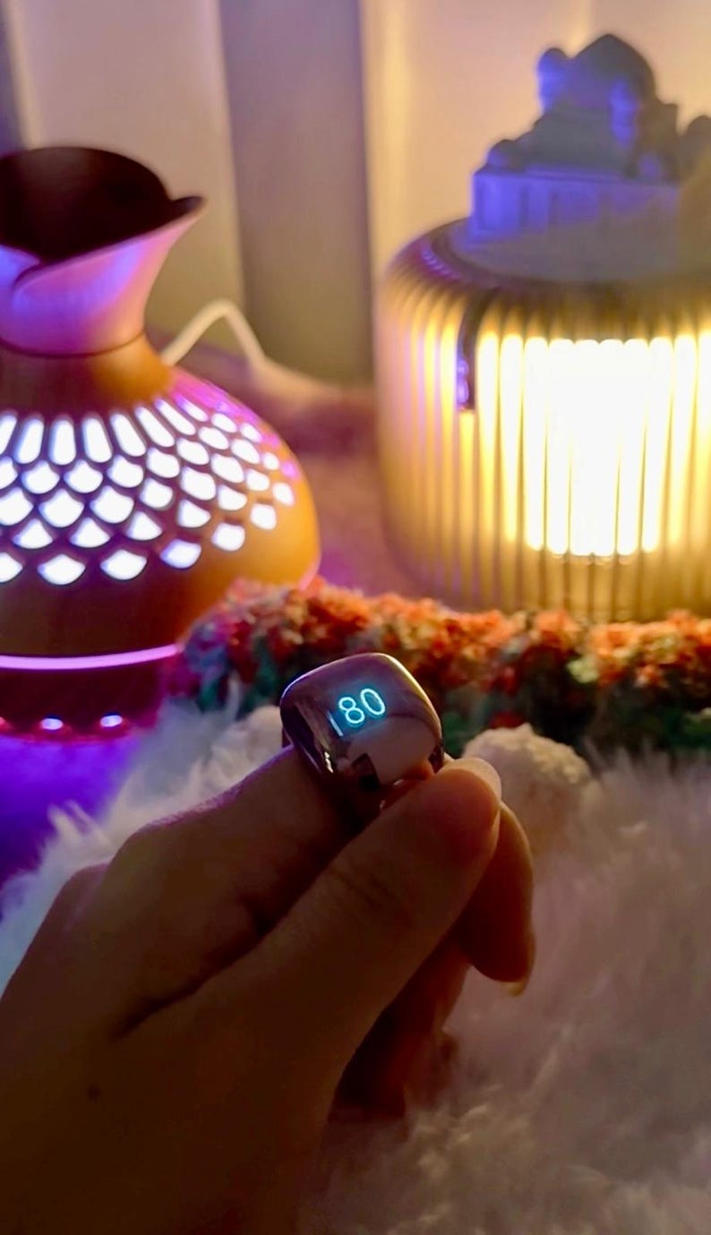 Smart Tasbih Ring Digital Dhikr Prayer Tracker Wireless Charging Rose ...