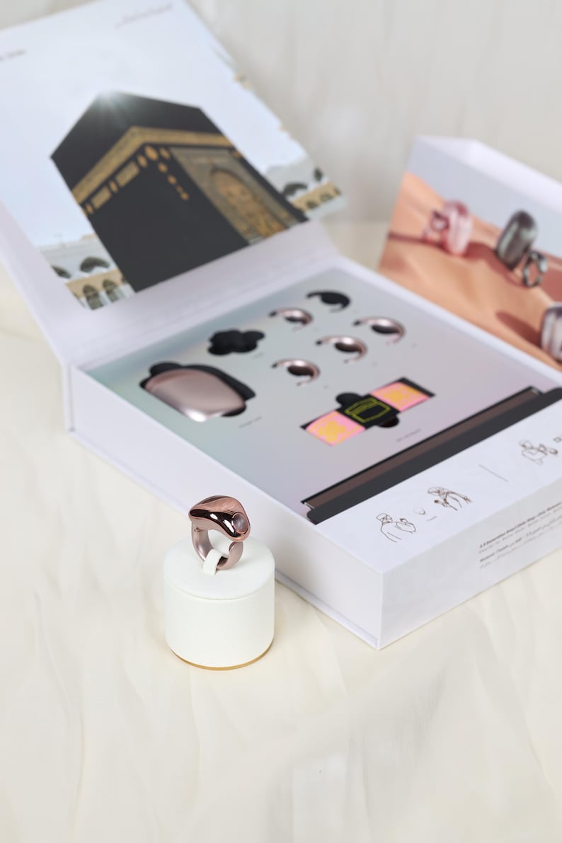 Smart Tasbih Ring Digital Dhikr Prayer Tracker Wireless Charging Rose ...