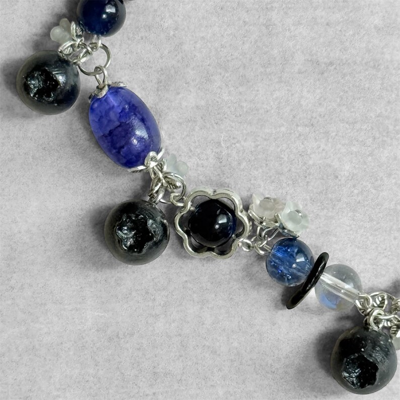 Blueberry Beaded Necklace – Handmade Polymer Clay Charm With Beads ...