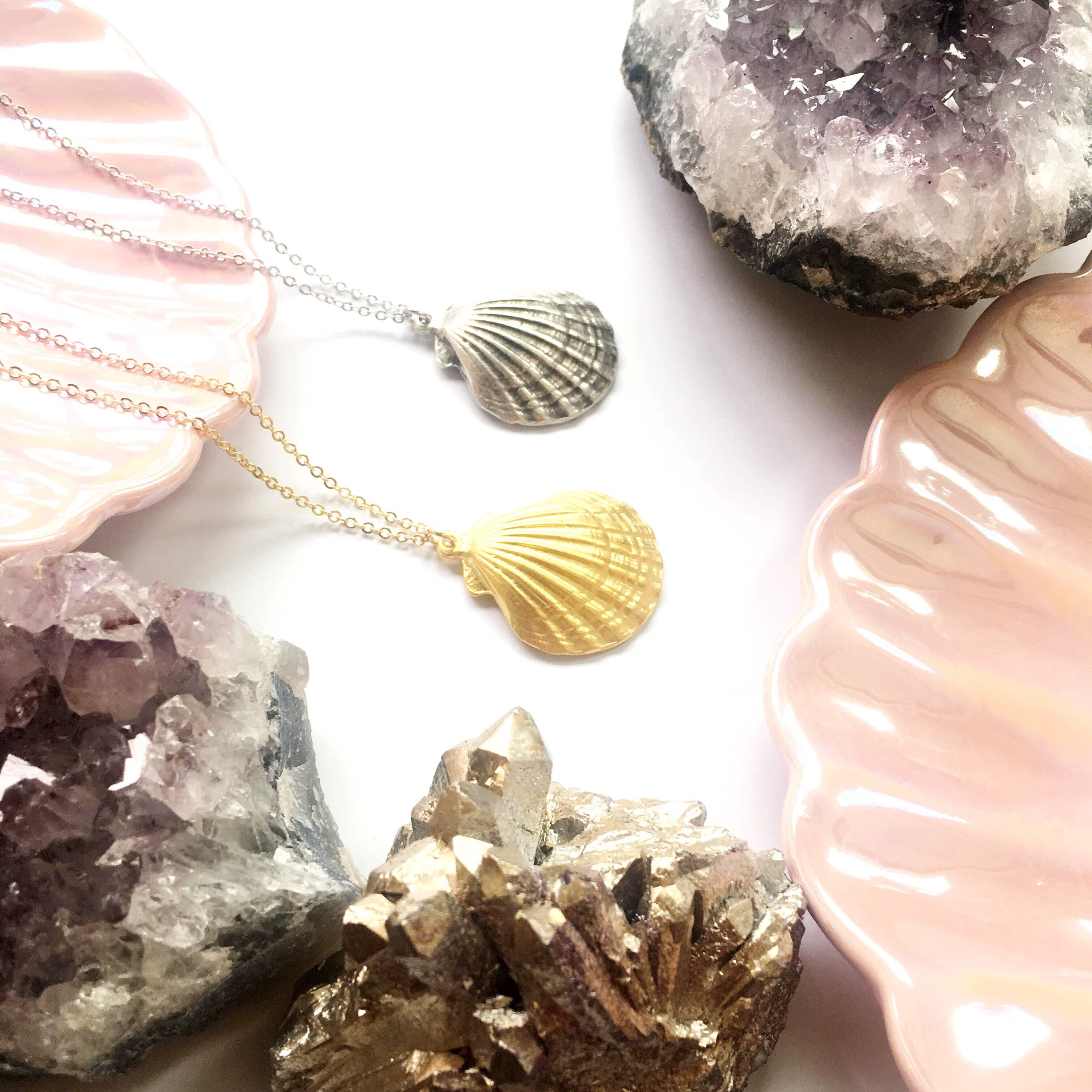 Ariel Shell Necklace Gold or Silver Seashell Charm Pendant | Etsy