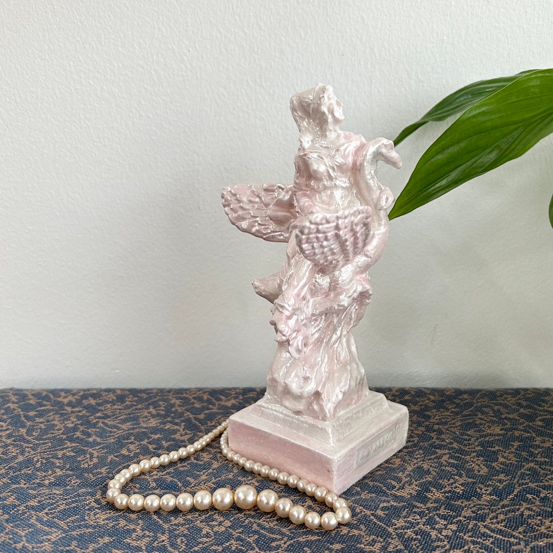 Aphrodite With Swan Figurine Pink Pearl Plaster Greek Goddess Statue ...