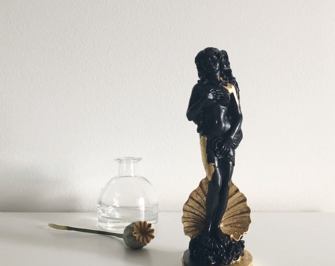 Plaster Black Gold Venus Goddess Statue - Gold Leaf Aphrodite Figurine ...