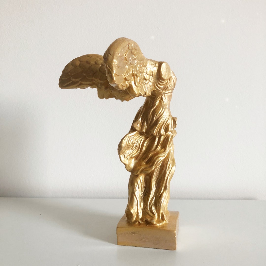 Golden Victory Goddess Statue Greek Nike Winged Figure Metallic Plaster ...