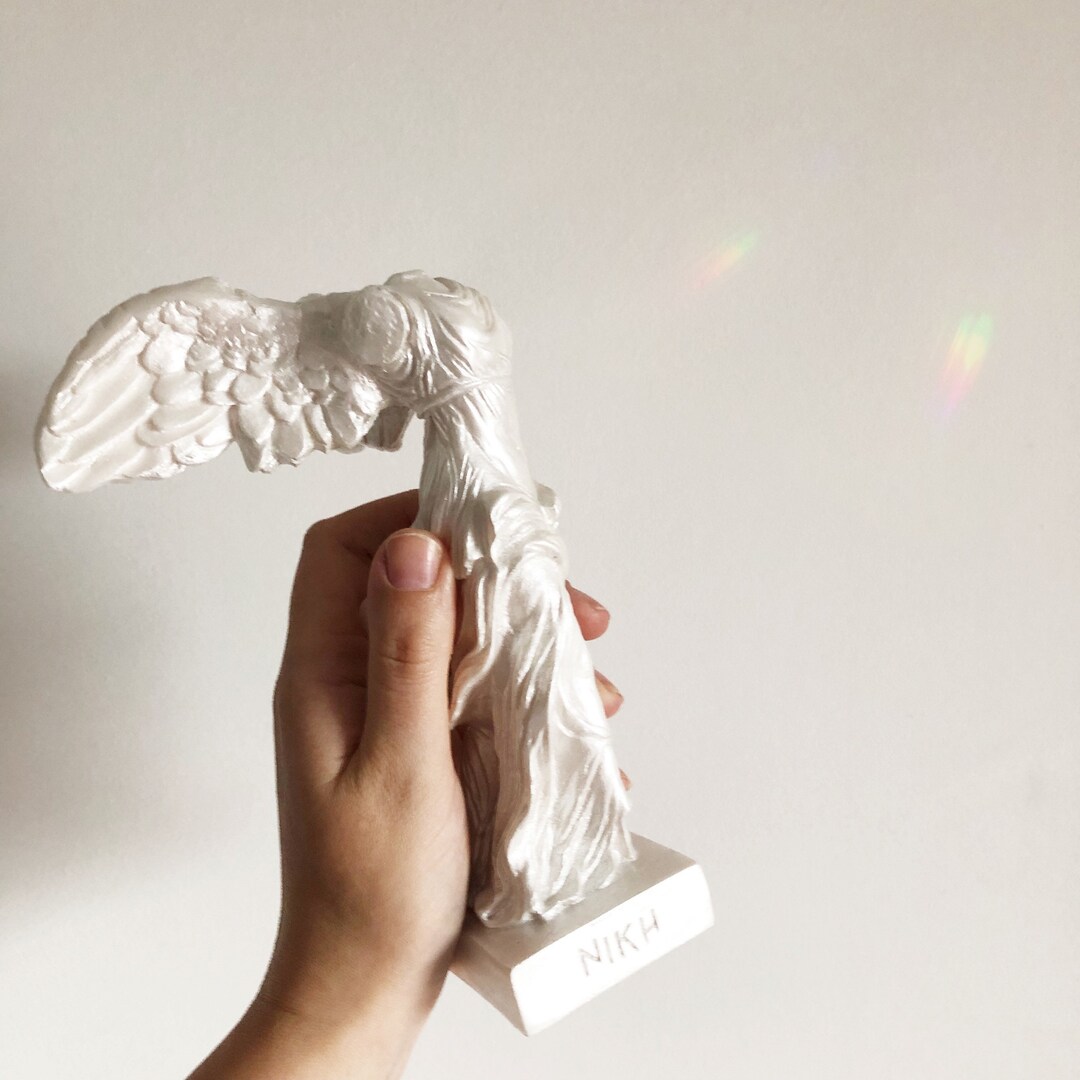 Alabaster Plaster Victory Goddess Figurine - Pearlescent Sparkle Finish ...