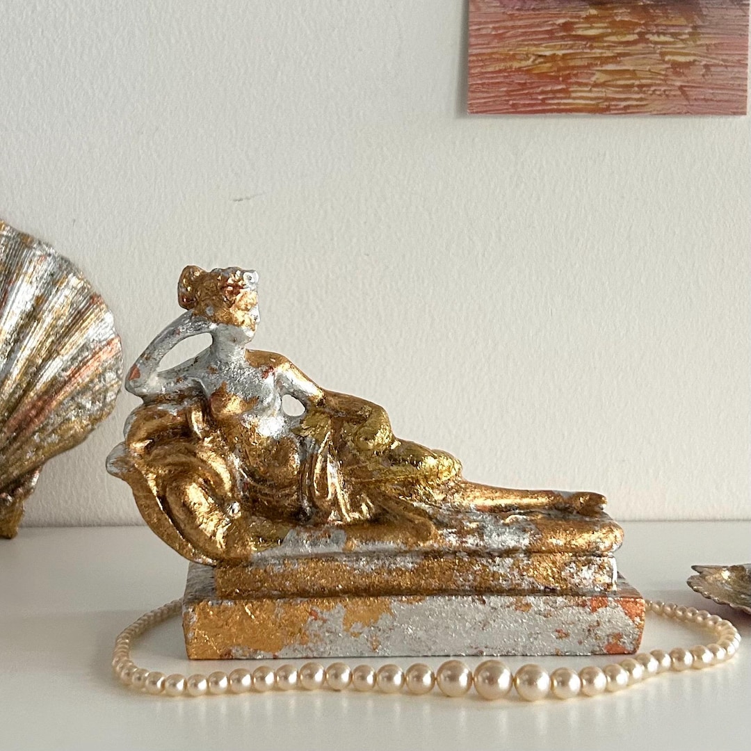 Alabaster Plaster Venus Victrix Figurine - Golden Silver Copper ...