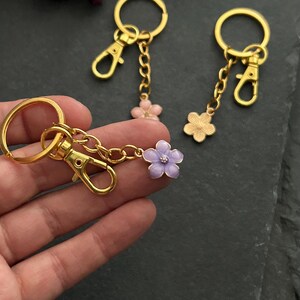 Pearly Flower Bag Charm / Keyring - Gold Tone Brass Clasp, Colourful ...