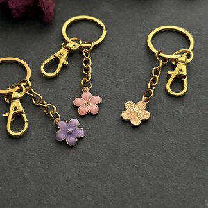 Pearly Flower Bag Charm / Keyring - Gold Tone Brass Clasp, Colourful ...
