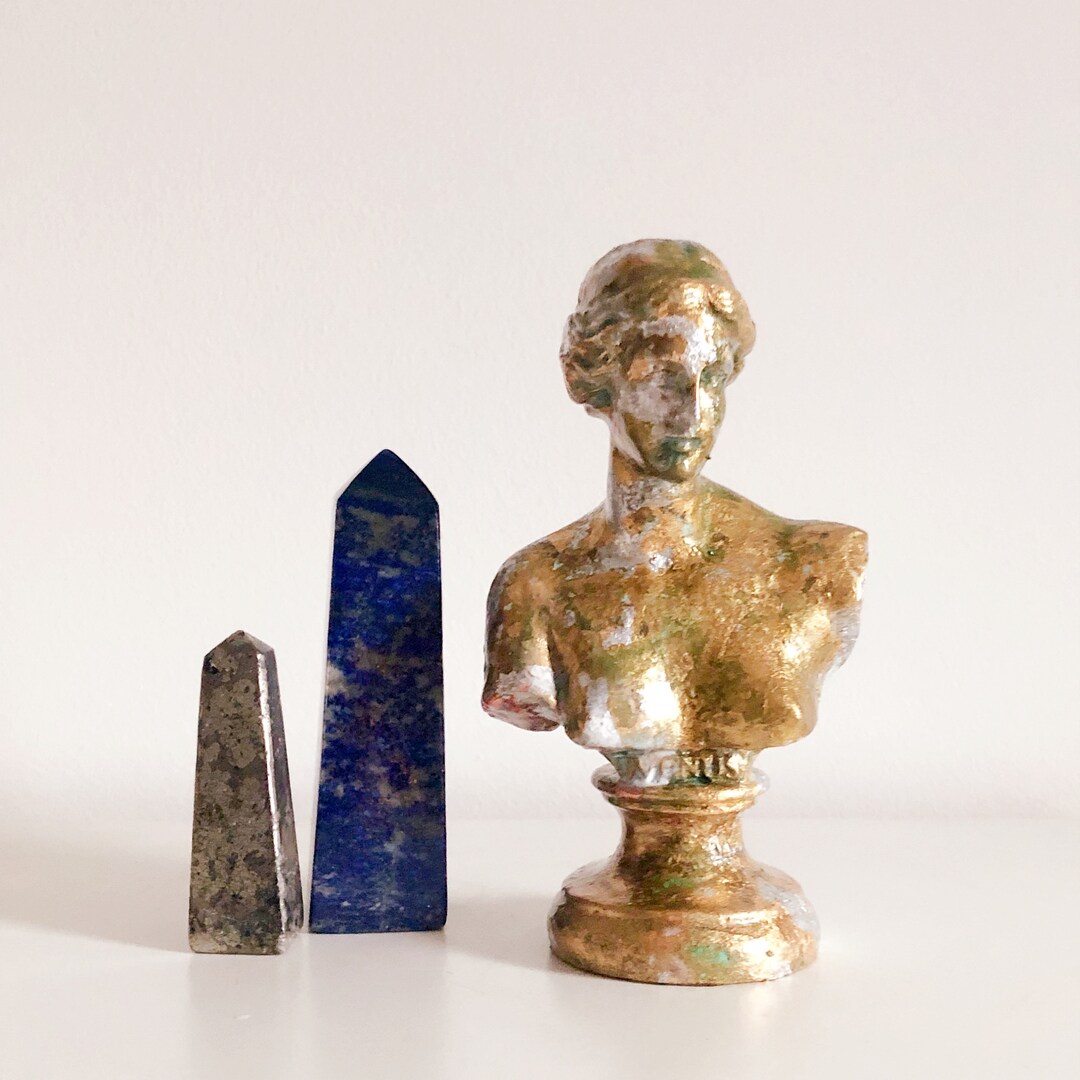 Plaster Venus De Milo Bust - Metallic Gilded Aphrodite Figurine, Silver ...