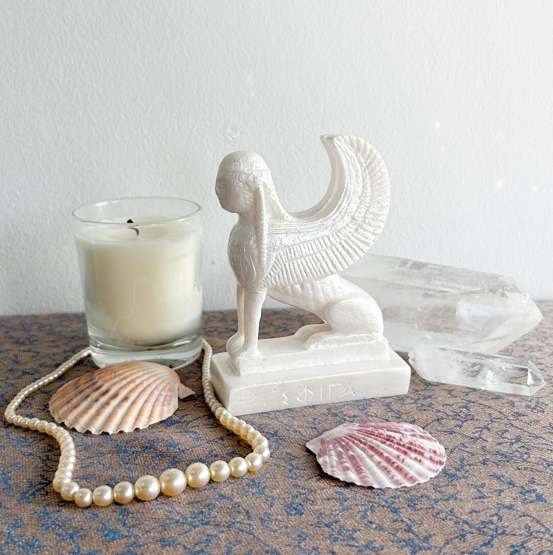 Plaster Sphinx Lamassu Figurine - Associated With Protection & Strength ...