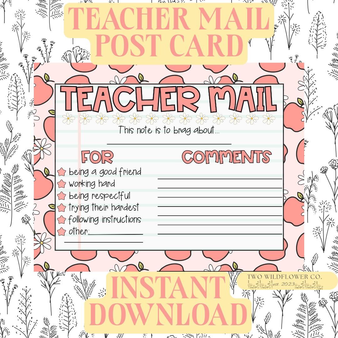 Teacher Mail, Teacher Notes, Teacher Printable, Teacher Stationary ...
