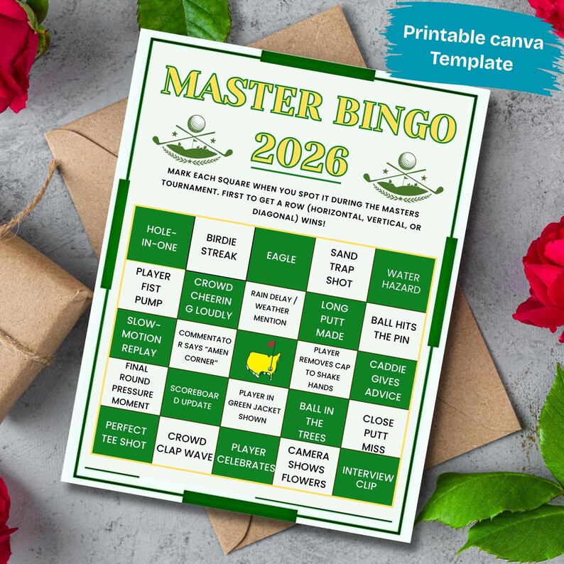 Editable Golf Bingo Cards Canva Template, Printable Watch Party Game ...