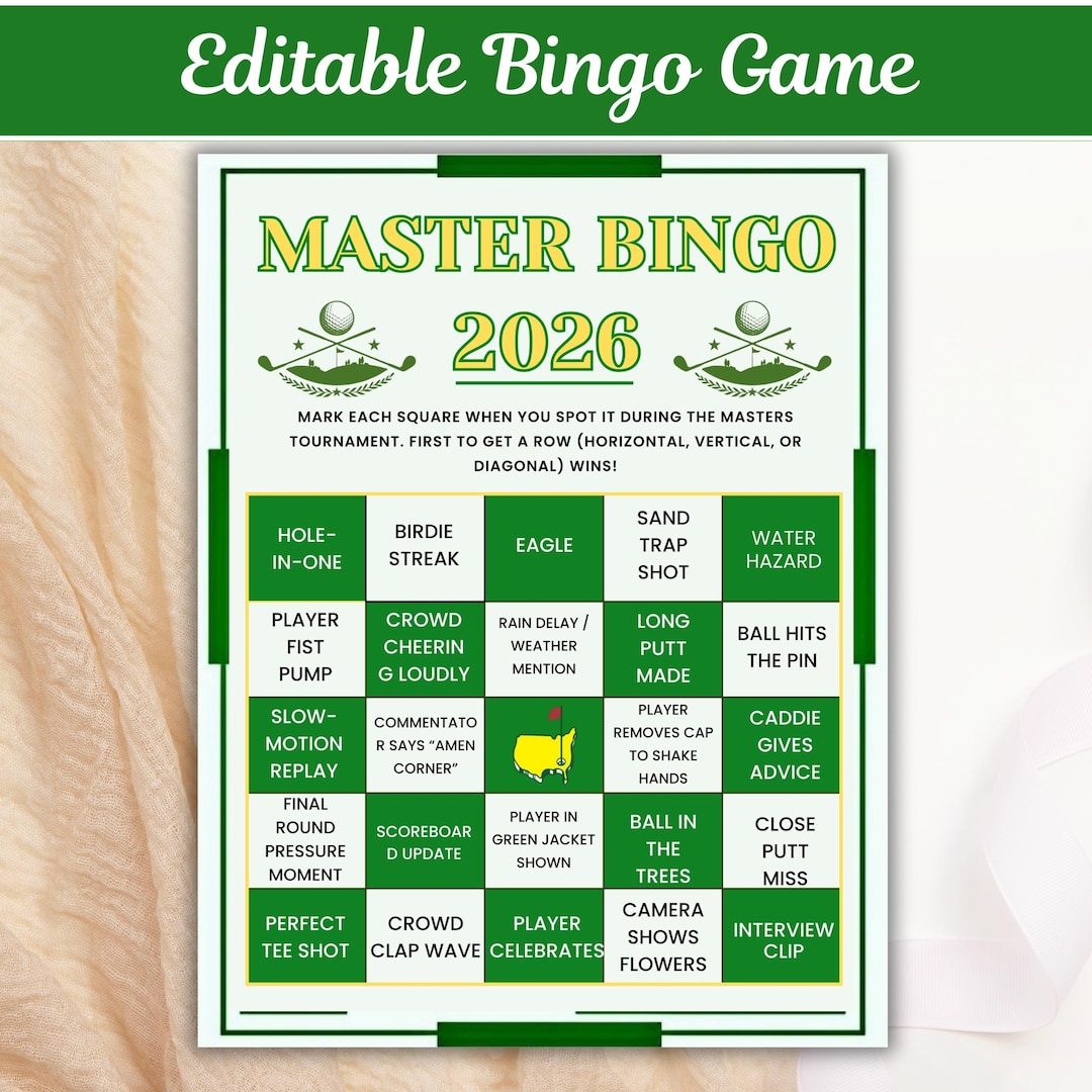 Editable Golf Bingo Cards Canva Template, Printable Watch Party Game ...