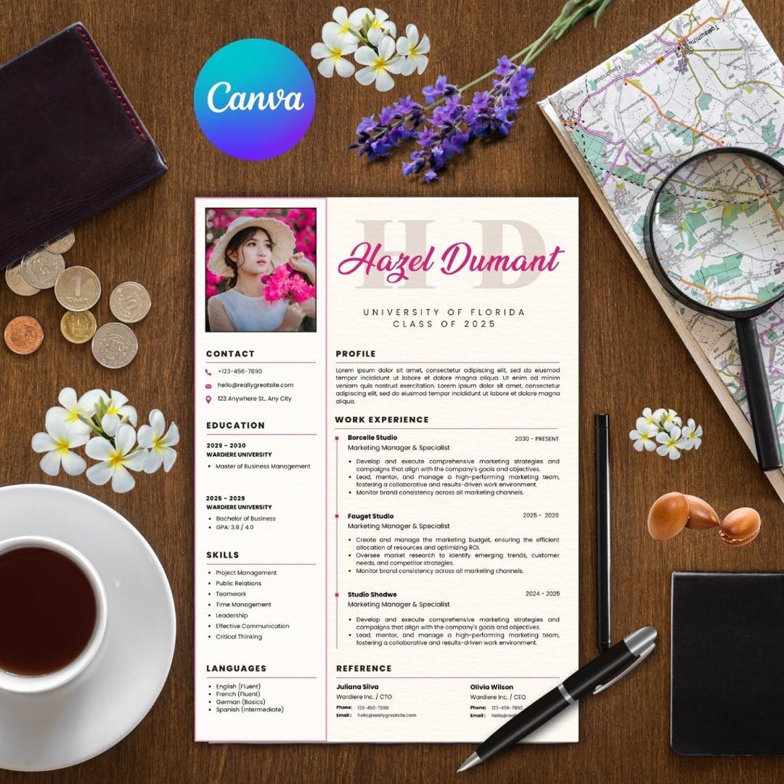 Ats-friendly Resume Template - One Page CV With Photo | Editable ...