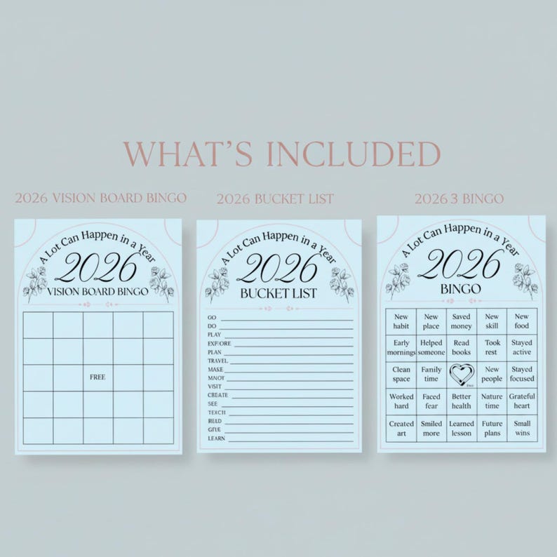 Editable Vision Board Bingo Template, Printable Goals & Habit Bingo ...