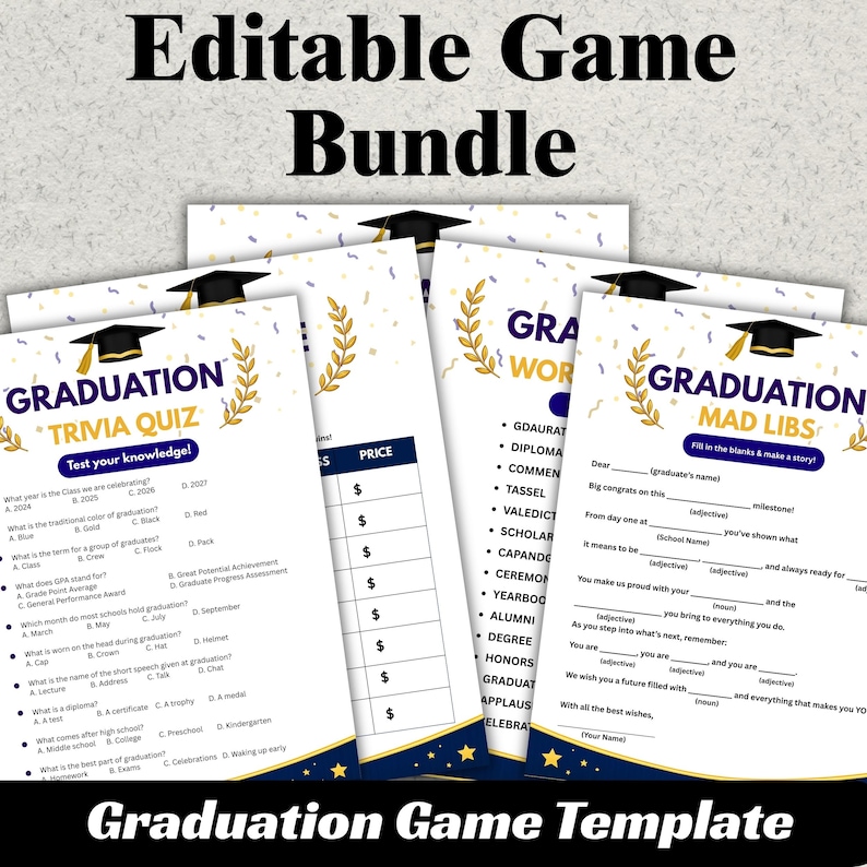 Graduation Games Bundle 2026, Class of 2026 Party Games, Printable Grad ...