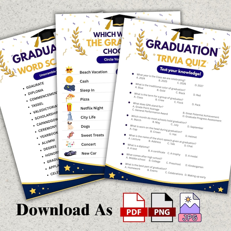Graduation Games Bundle 2026, Class of 2026 Party Games, Printable Grad ...