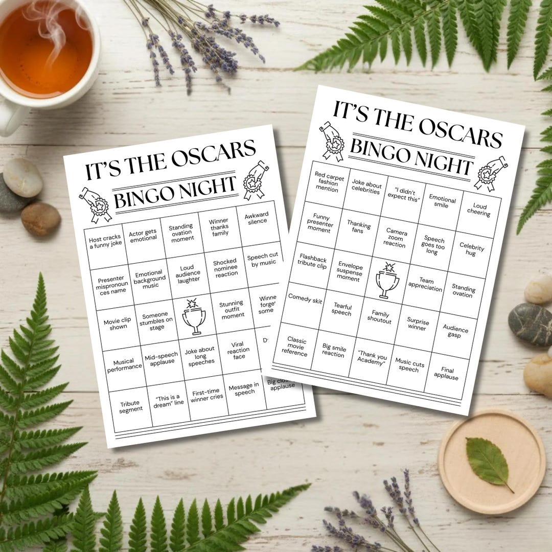 Oscars Bingo Game, Award Show Party Activity, Film Night Bingo (instant ...