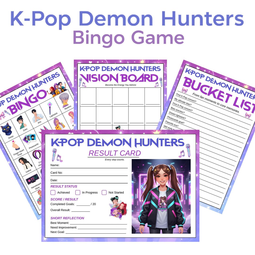 K-pop Demon Hunters Bingo Game | Printable Party Activities (digital ...