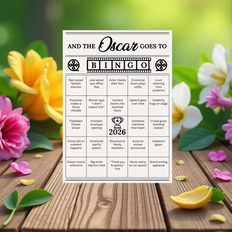 2026 Oscars Bingo Game Cards, Academy Awards Watch Party Activity ...