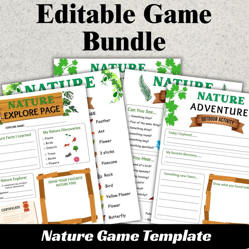 Nature Scavenger Hunt Bundle for Kids, Printable Outdoor Learning ...