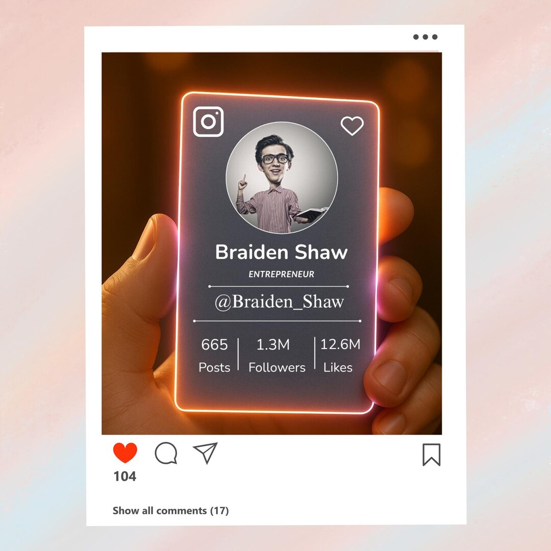 Instagram Profile Template for Canva | Editable Digital Profile Card ...